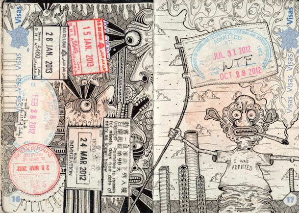 Artist Transforms People's Passport Pages With Incredible Drawings (Photos)