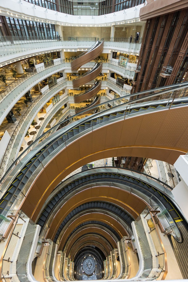 This 7-Story Tall Spiral Escalator Is More Intense Than Most Roller ...