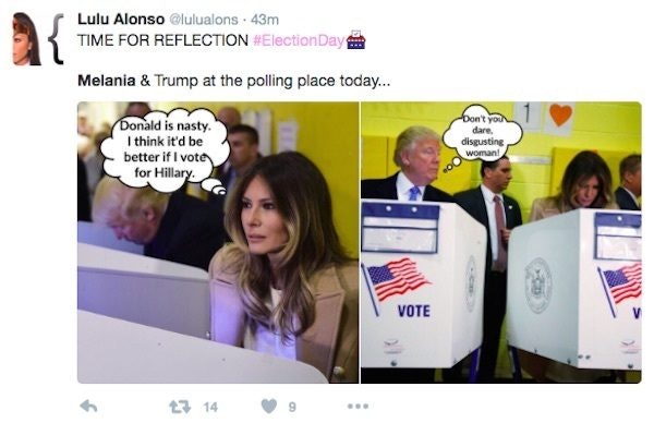 Photo Of Donald Trump Looking Over Melania Trumps Shoulder While
