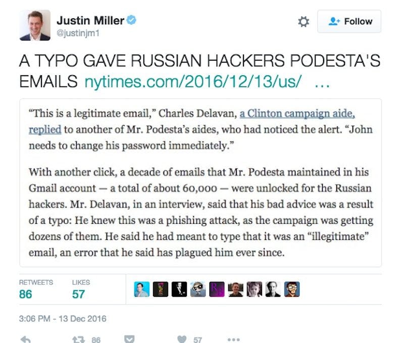 Russian Hackers Got Into Podesta Emails From One Typo