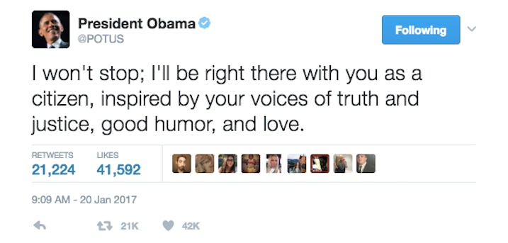 Obama Posts Hopeful Last Tweet As President