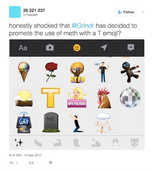 People Think Grindr Added A Crystal Meth Emoji To Keyboard