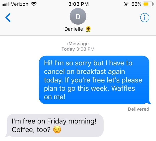 How To Cancel Plans With A Friend Over Text, According To An Expert