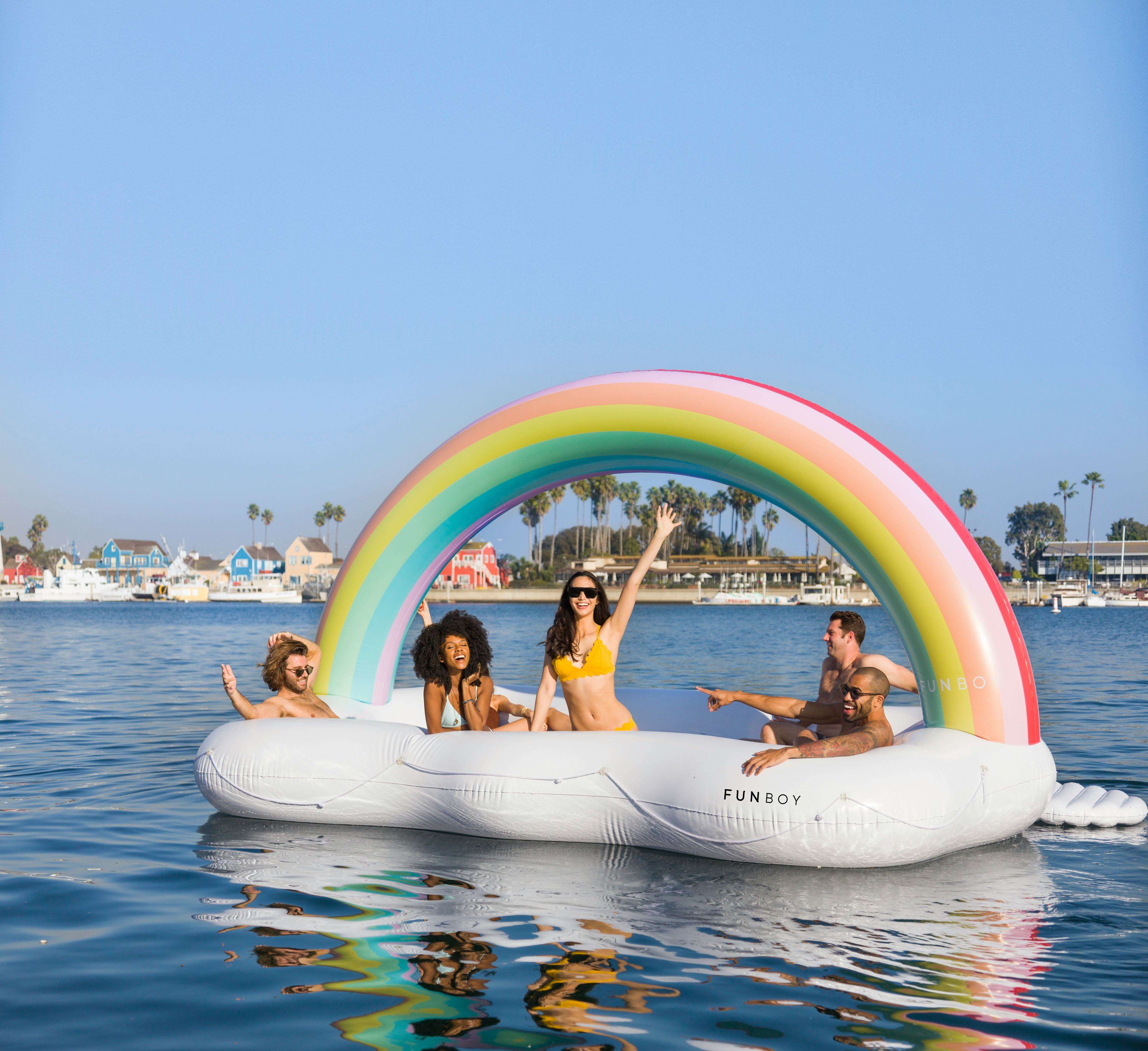 FUNBOY's Giant 6-Person Rainbow Cloud Island Float Will Upgrade Your ...