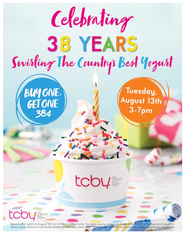 TCBY's Frozen Yogurt Birthday Deal Offers 38-Cent Cups, So Save Room ...